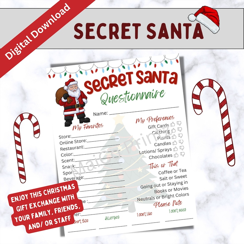 Christmas Secret Santa, Gift Exchange, Secret Santa Form, Secret Santa ...