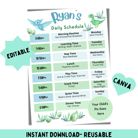 Editable Schedule Printable Daily Planner Everyday Routine - Etsy