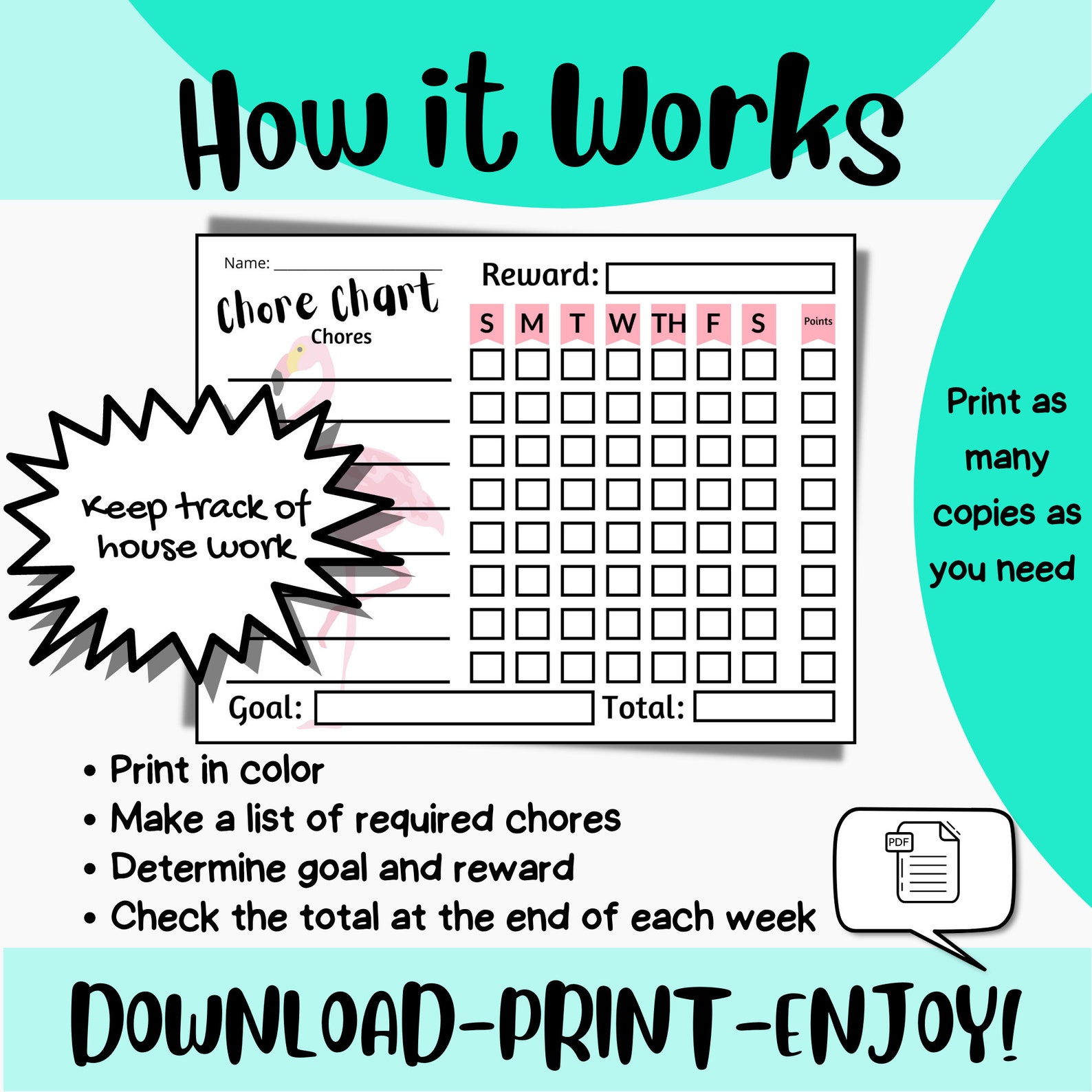 Chore Chart for Kids Chore Tracker Goal Setting for - Etsy