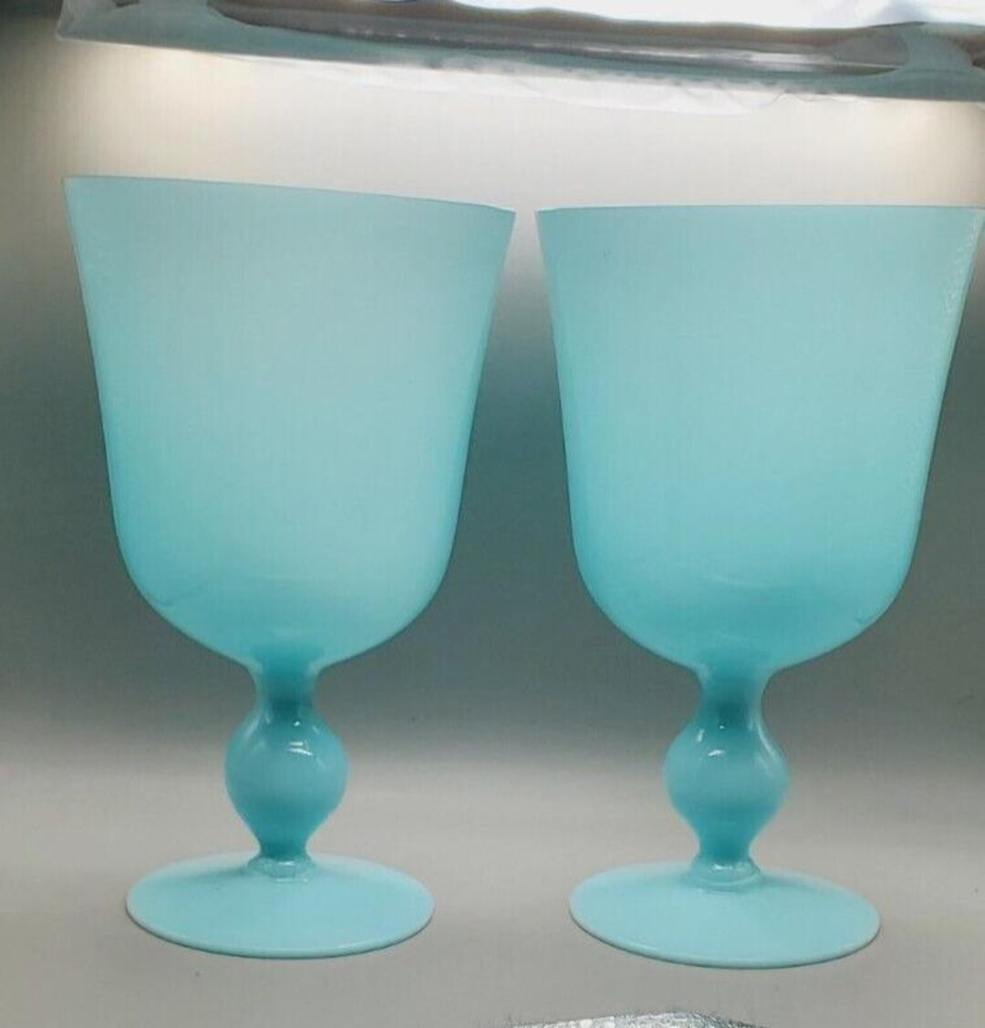 Vtg Glass Blue Opaline Milk Glass Vase Goblet 8.25" Tall Decorative Glassware - Etsy