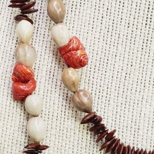 Vtg Handmade Tribal Hawaiian Island Kukui Nut Koa Seed 38" With Shells ...