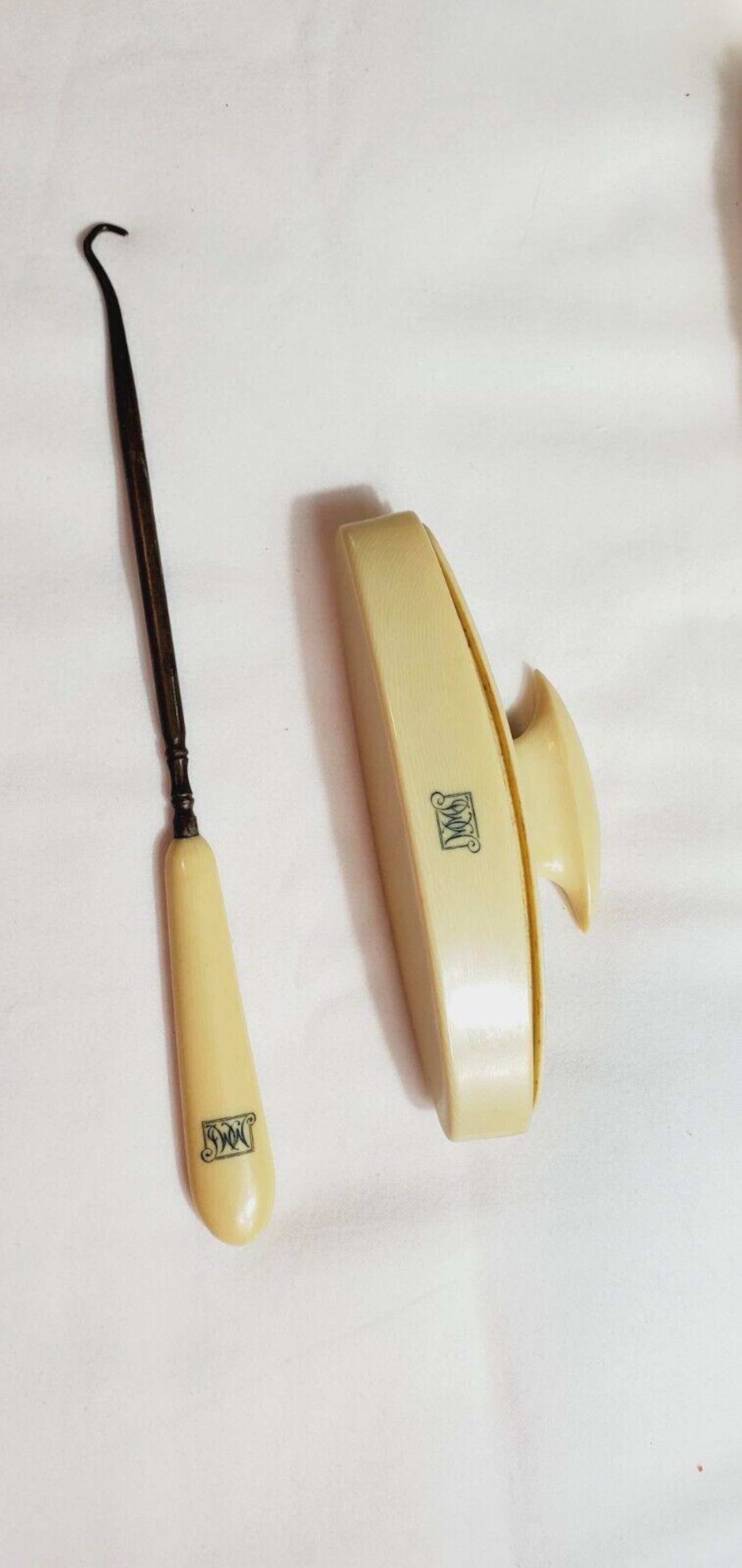 7 Antique 1920s Parisian Loonen Ivory Celluloid France Brush Mirror ...