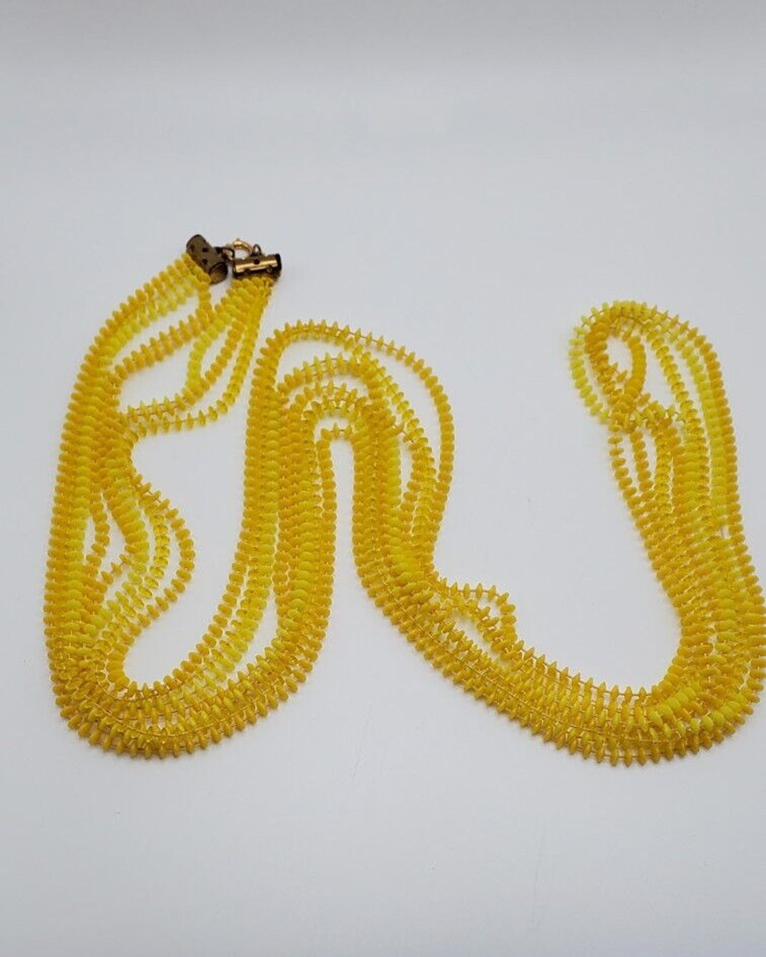 VTG 4 Shades of Yellow 4 Strand Celluloid Disc Bead Necklace 48" - Etsy