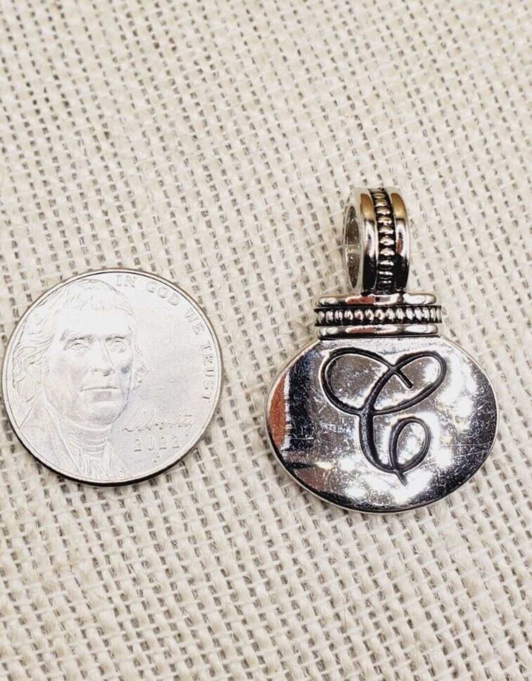 Ganz Initial Cursive Letter Charm Pendant C Silver Tone .75" X 1.2" - Etsy