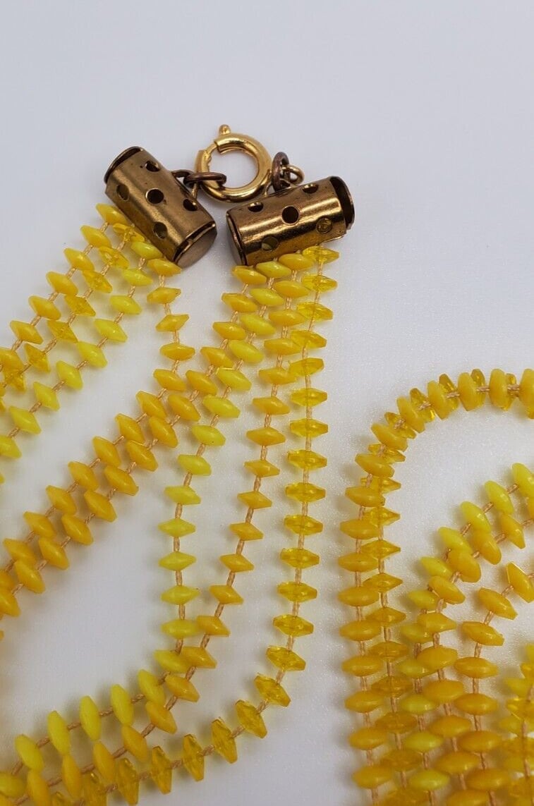 VTG 4 Shades of Yellow 4 Strand Celluloid Disc Bead Necklace 48" - Etsy