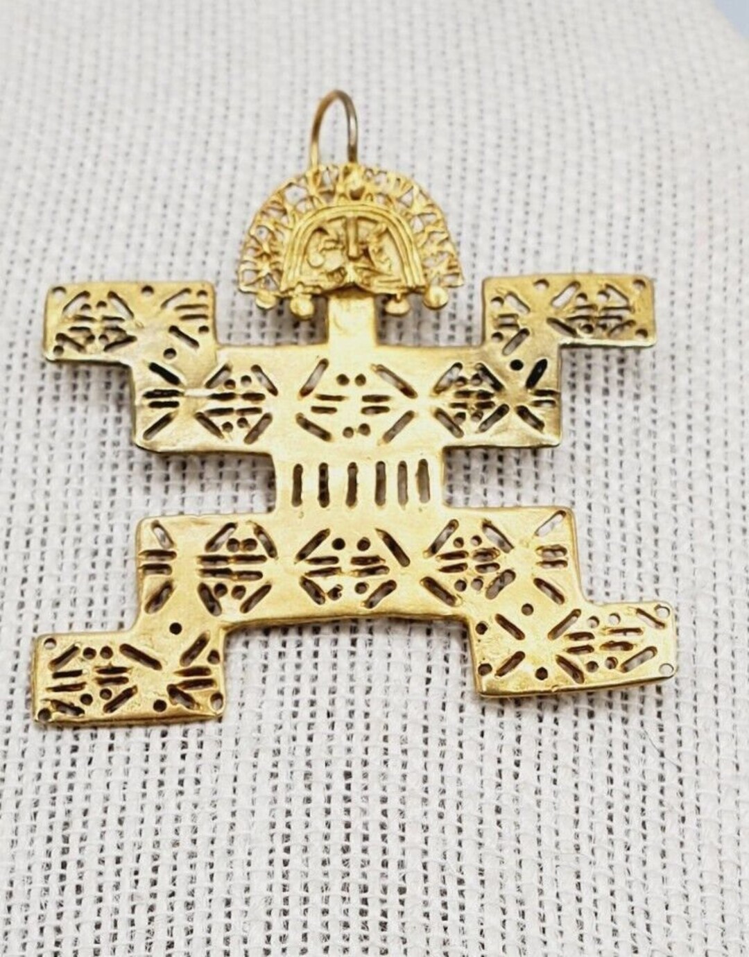 Vintage 24k Gold Plated Inca/maya God Brooch Pin Pendant 2.12 X 2.12 ...