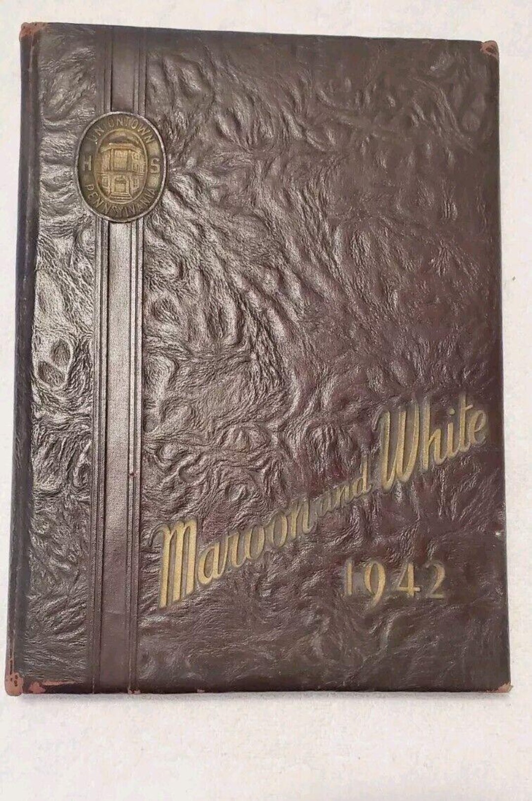 1942 Vintage Uniontown Pennsylvania High School Yearbook, Maroon and ...