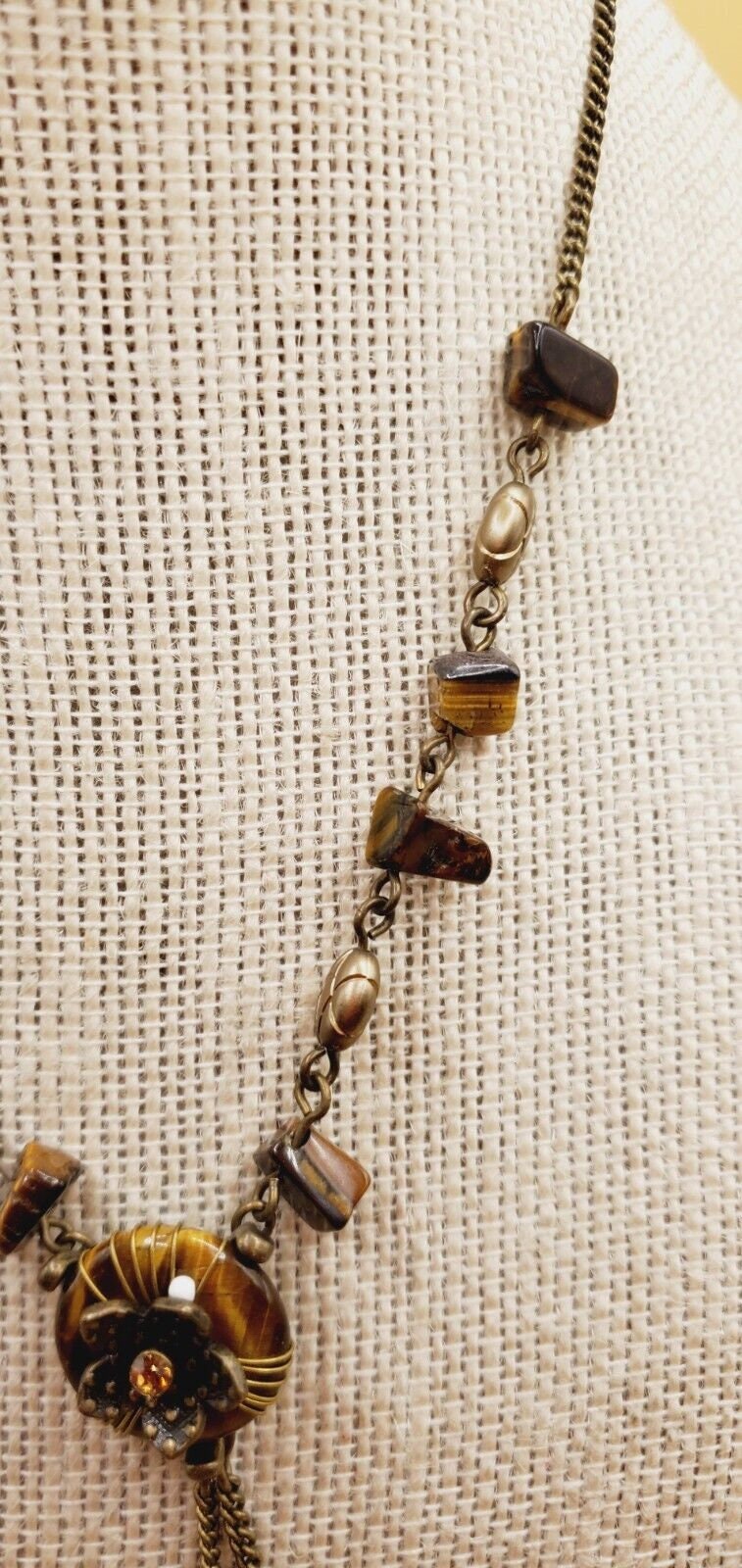 Vintage Avon Wire Wrapped Tigers Eye and Brass Necklace 16 In - Etsy