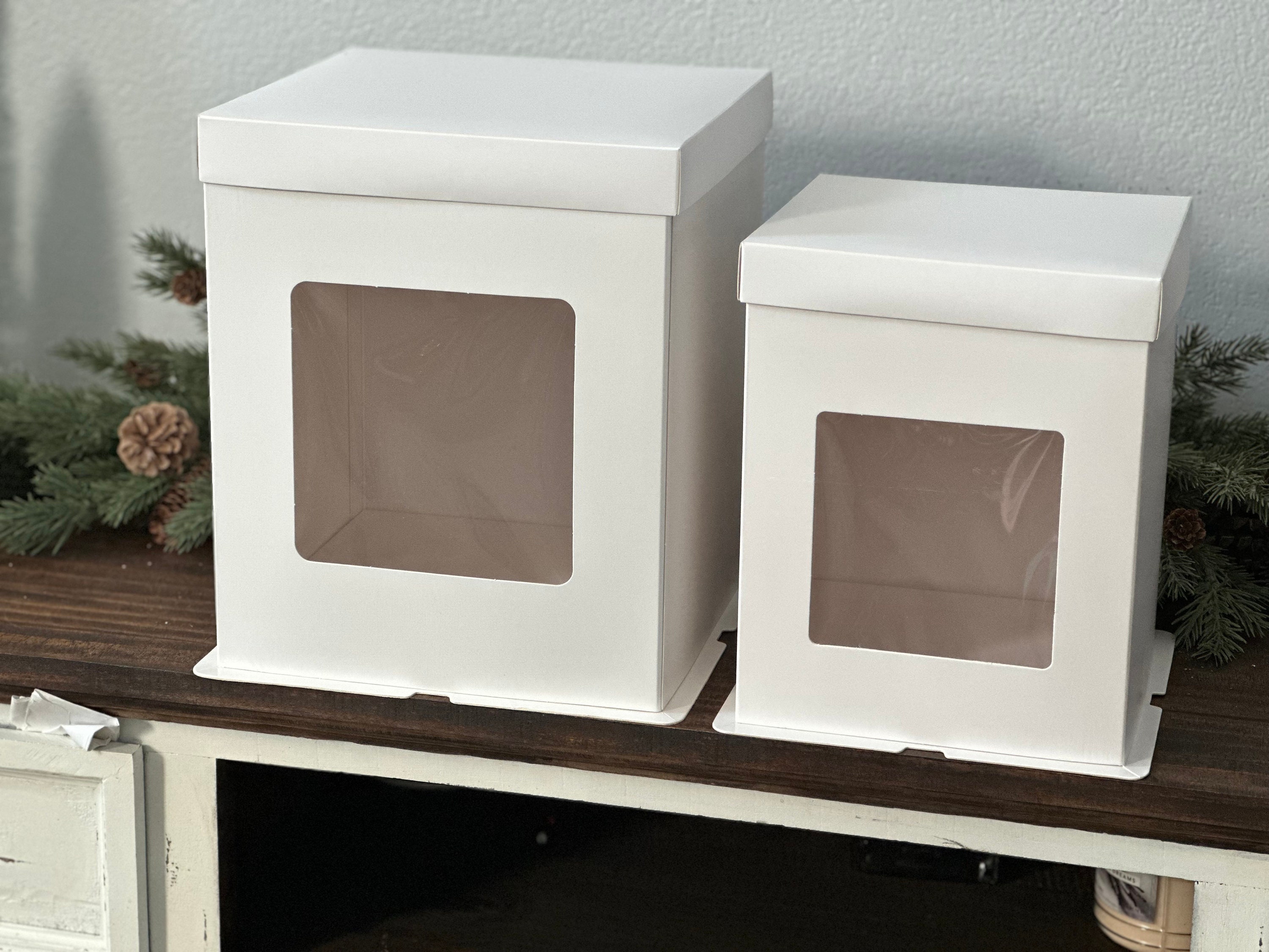 Tall Cake Boxes - White/pink - 8x8x10 and 10x10x12 - Etsy