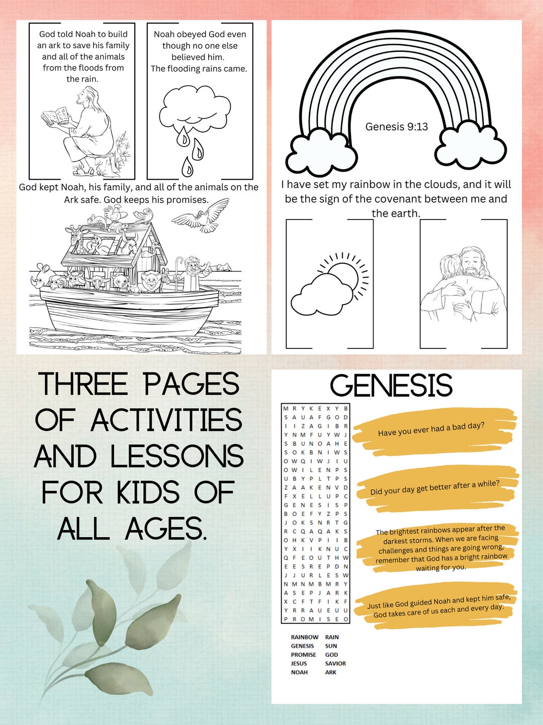 Noah's Ark - Rainbow - Genesis - Church Activity - Etsy