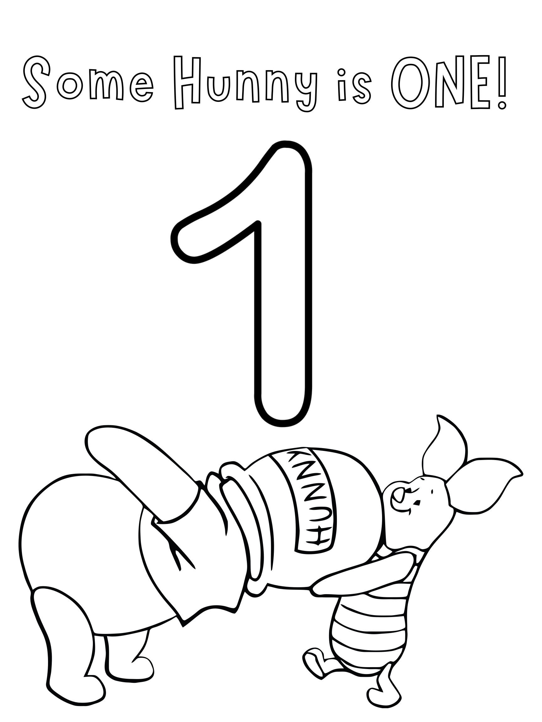Winnie The Pooh 1st Birthday Coloring Pages