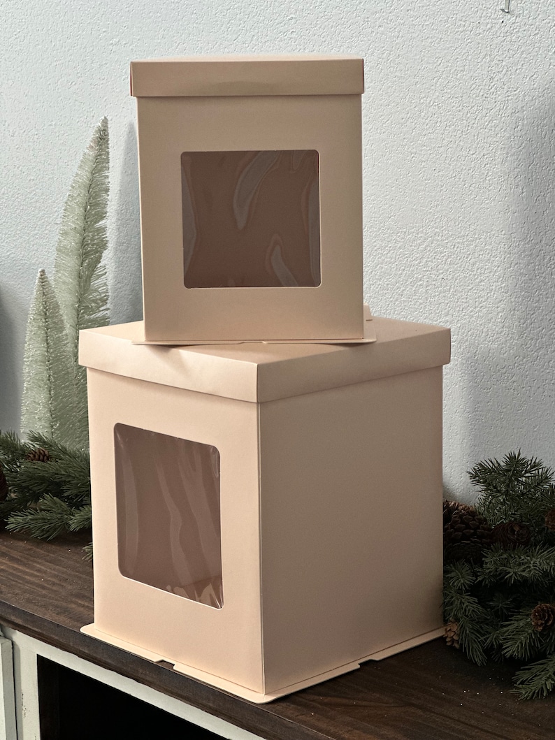 Tall Cake Boxes - White/pink - 8x8x10 and 10x10x12 - Etsy