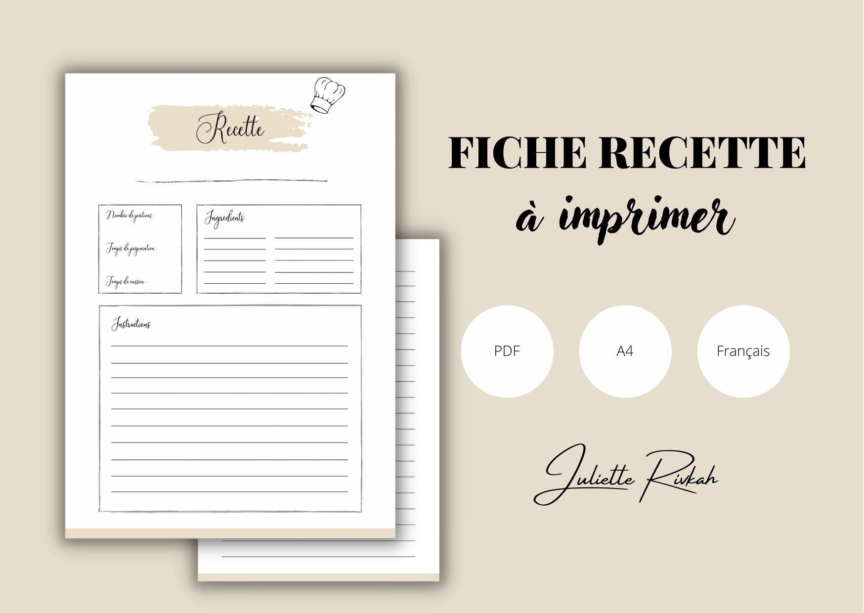 Fiche recette individuelle à télécharger et imprimer (PDF) - Format A4 ...