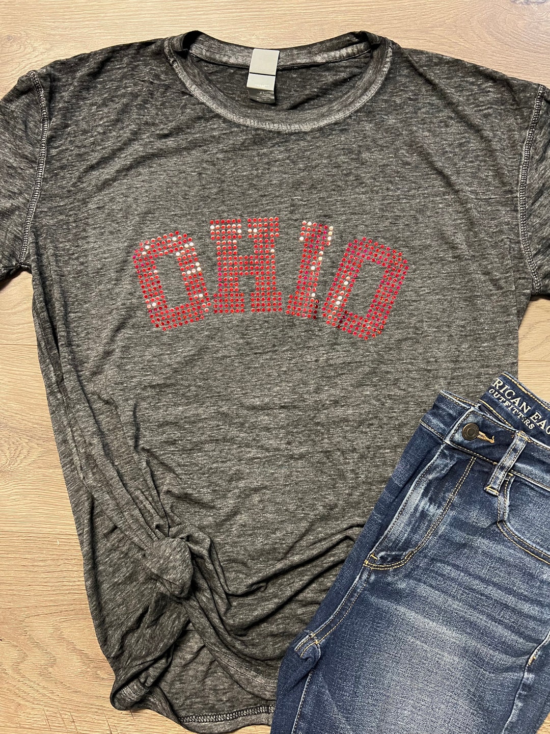 OHIO Rhinestone-look Short-sleeve Tee - Etsy