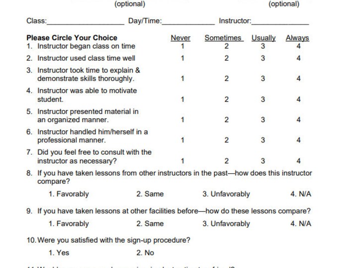 Aquatics Facility Swim Lesson Evaluation - Etsy