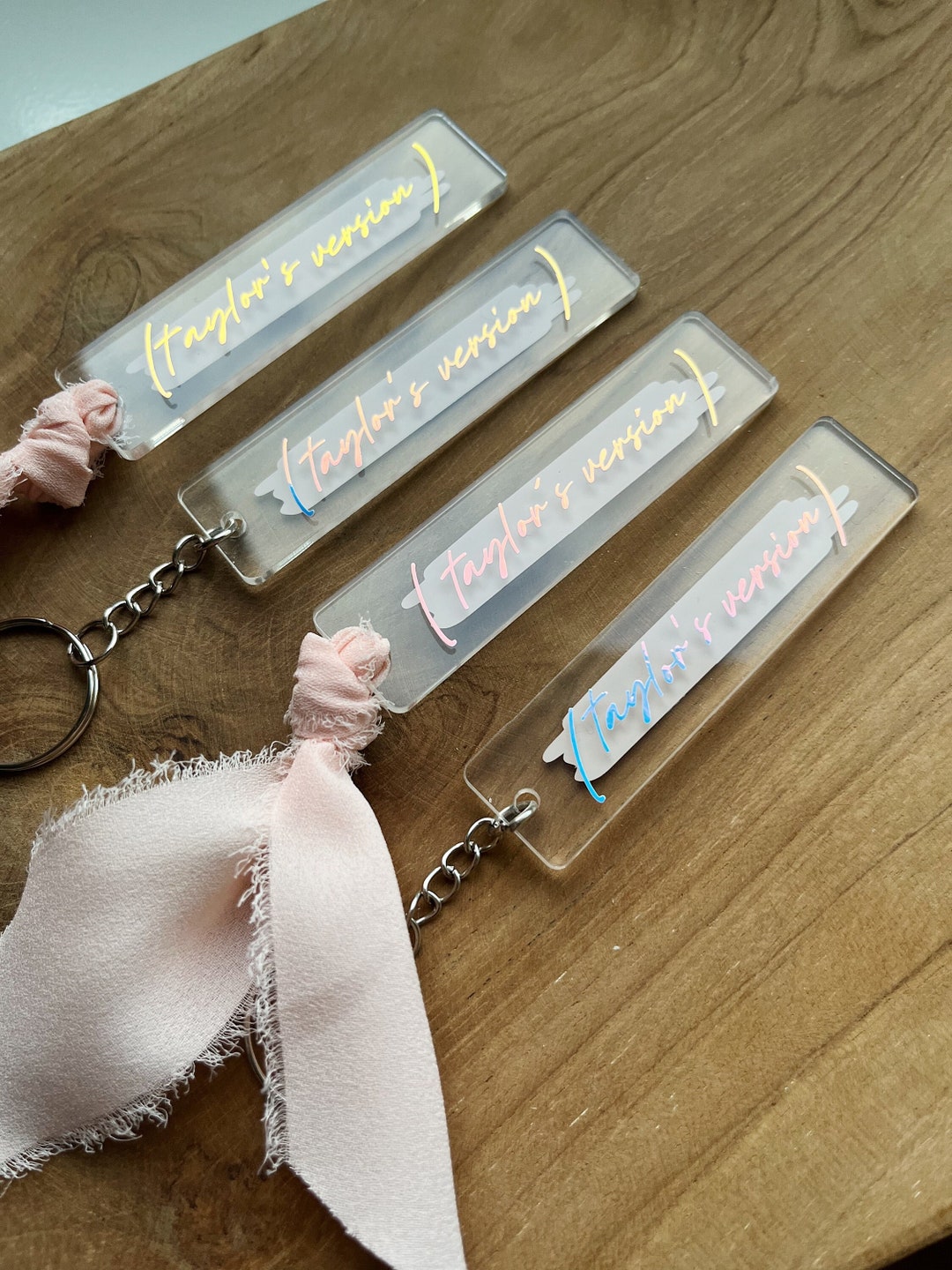 Handmade Taylor's Version Mini Pink Holographic Bookmark / Keyring ...
