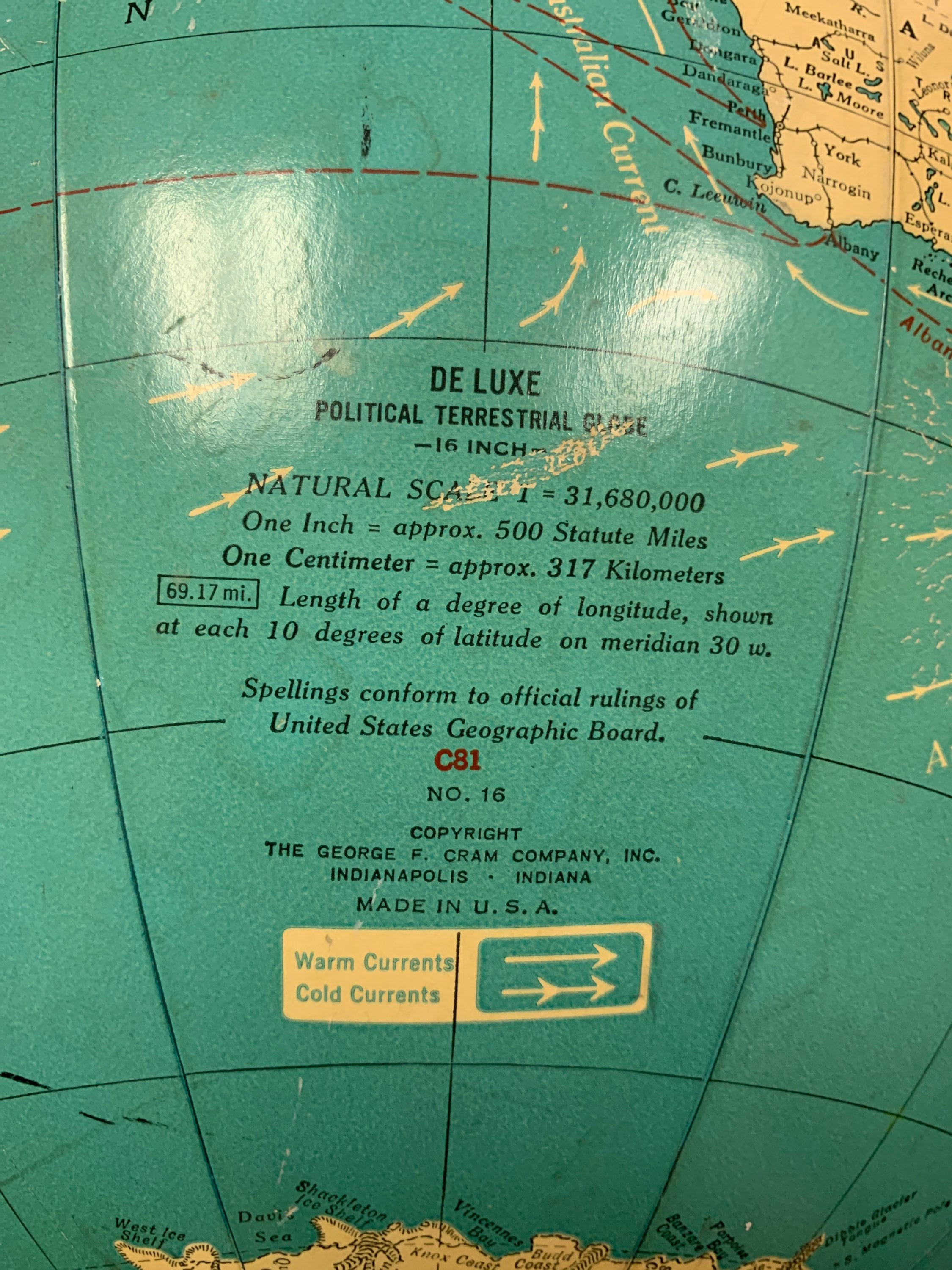 Large Vintage World Globe, Crams Globe, Vintage Globe, 16 Inch Globe - Etsy