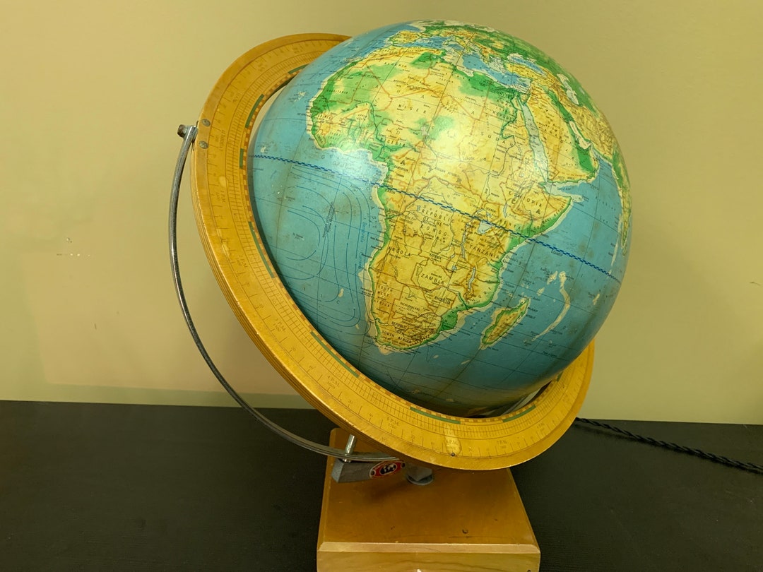 Large 1966 Vintage World Globe, Denoyer-geppert, Vintage Globe, 16 Inch ...