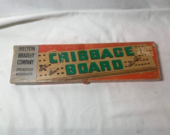 Vintage NEW in Box Cribbage Game Wood Board With 60s Two Deck of ...