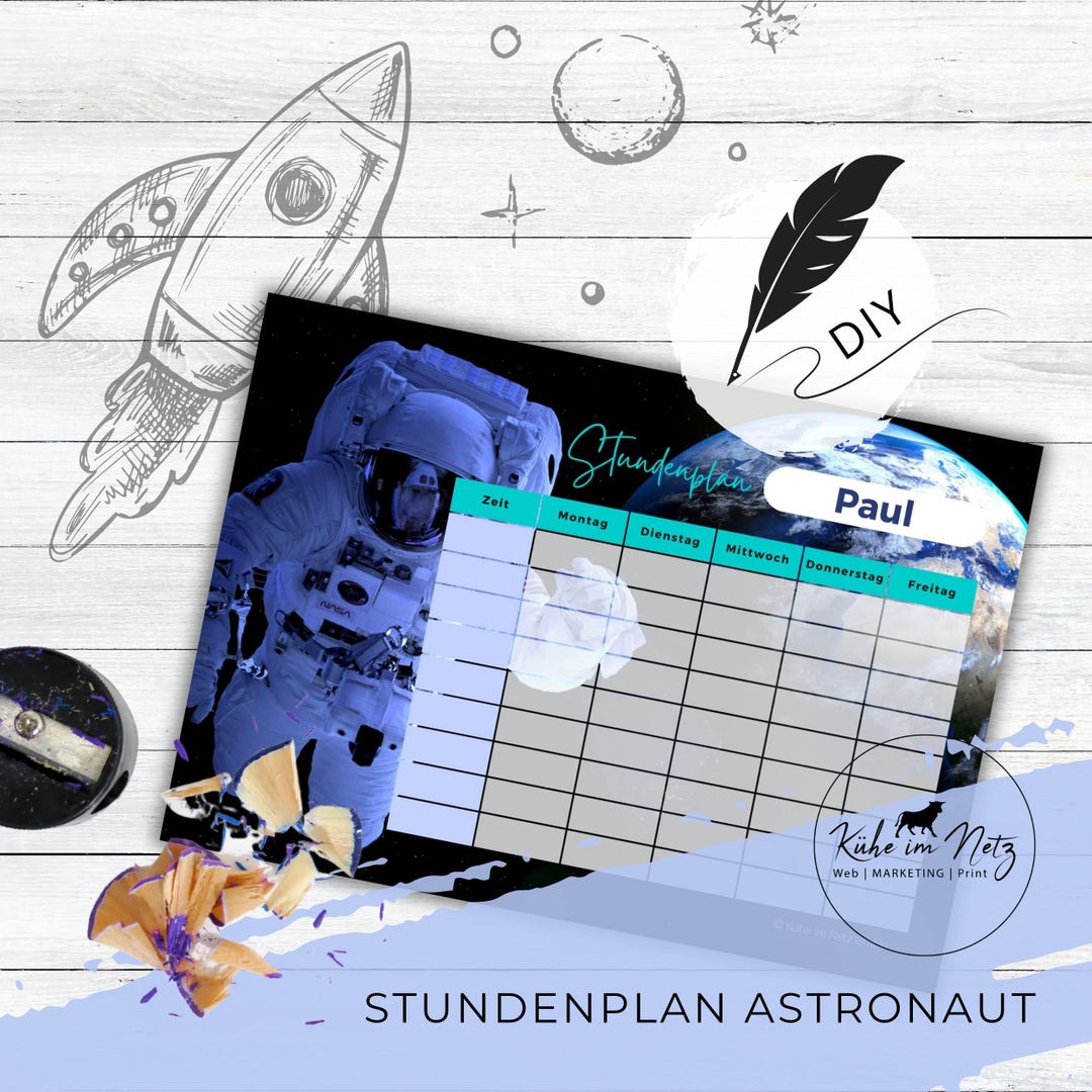 ASTRONAUT Timetable Personalized to Fill Out and Print PDF Download ...
