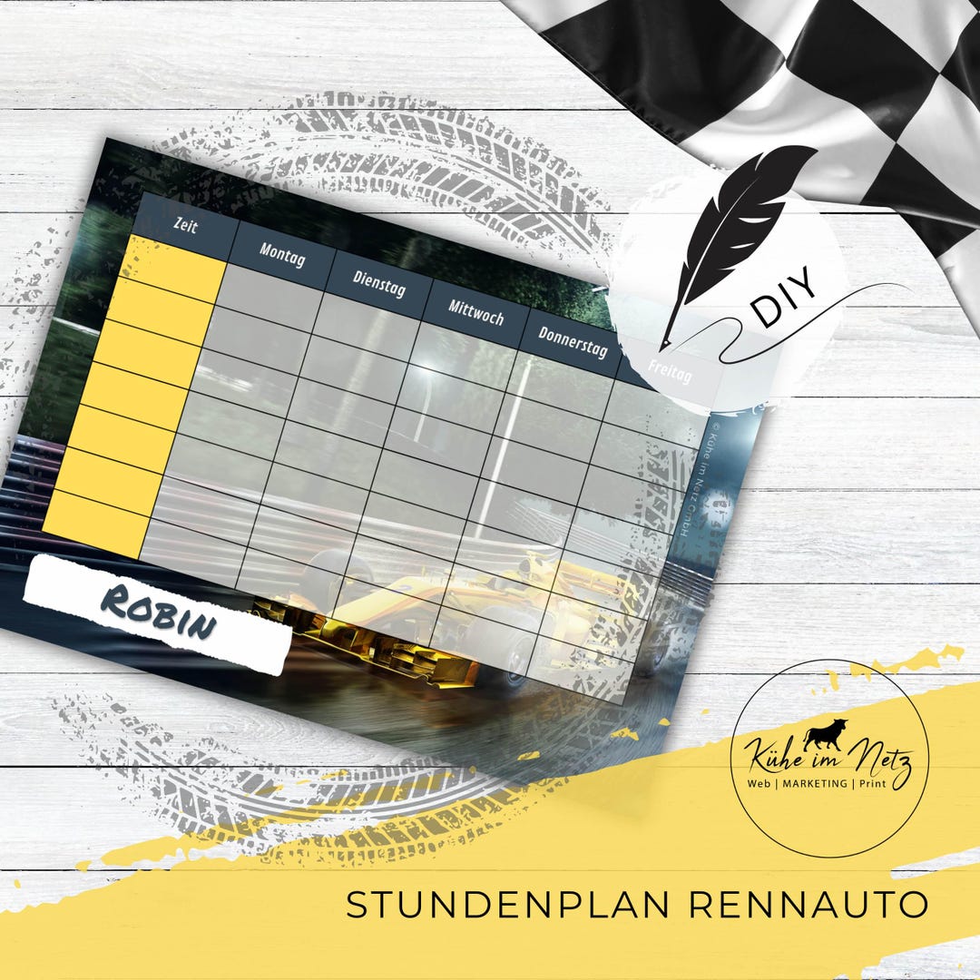 RACING CAR Timetable Personalized to Fill Out/print (PDF Download ...