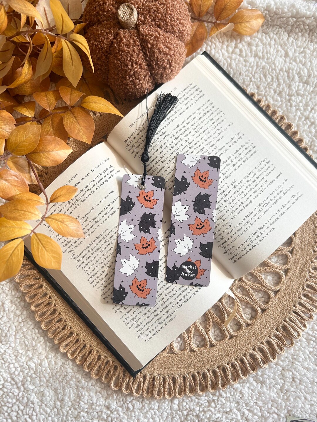 Spooky Leaves Bookmark | Halloween Bookmark | Spooky Season | Double ...