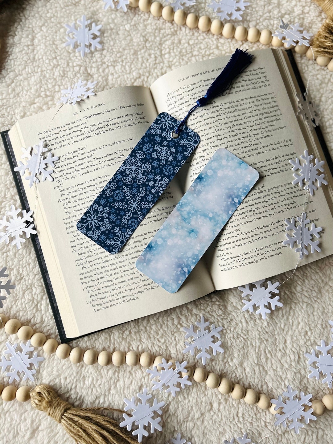 Blue Snow Bookmark | Winter Vibes | Snowy Bookmark | Double-sided ...