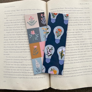 Abstract Floral Bookmarks, Floral Lightbulbs, Laminated & Double-sided ...