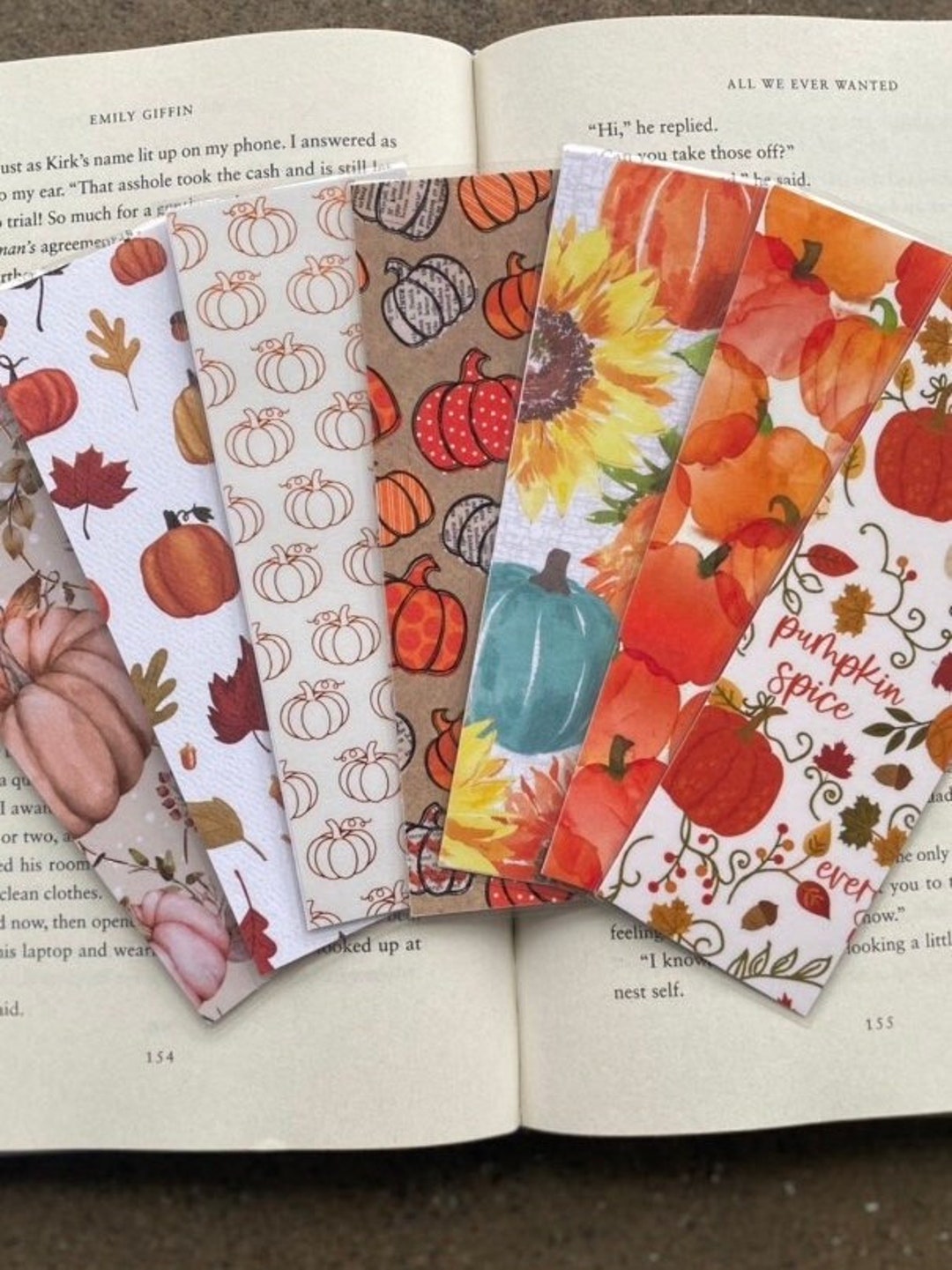 Pumpkin Collection No. 1 | Fall Bookmarks | Pumpkin Bookmarks | Wooden ...