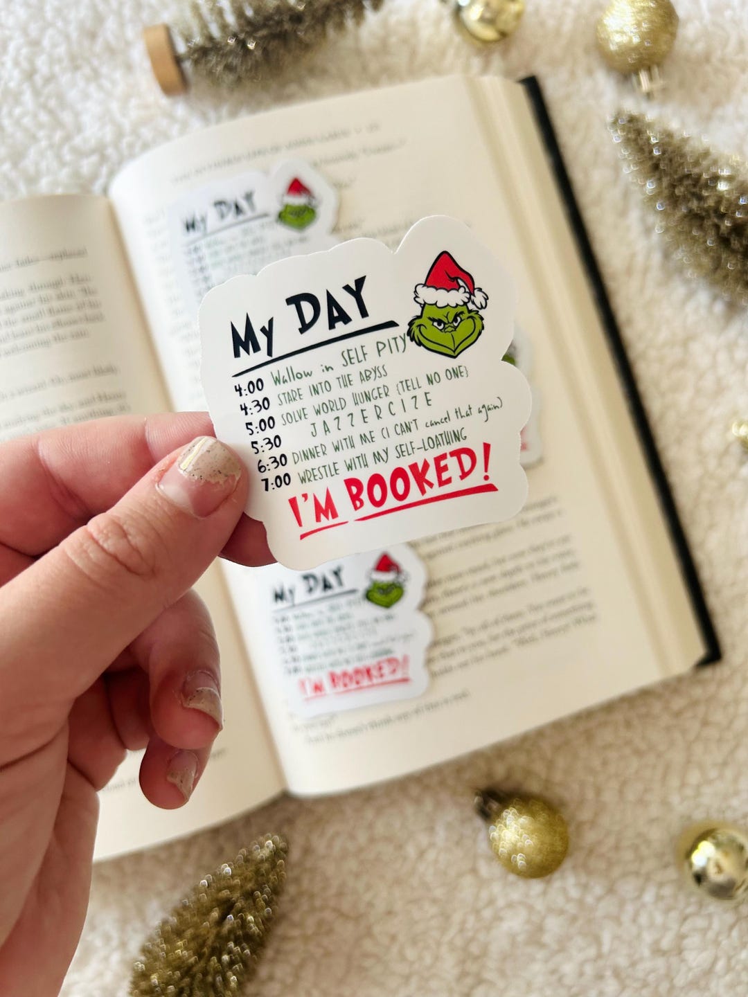 Grinch My Day Sticker | Jim Carry Grinch | I'm Booked | Wallow in Self ...