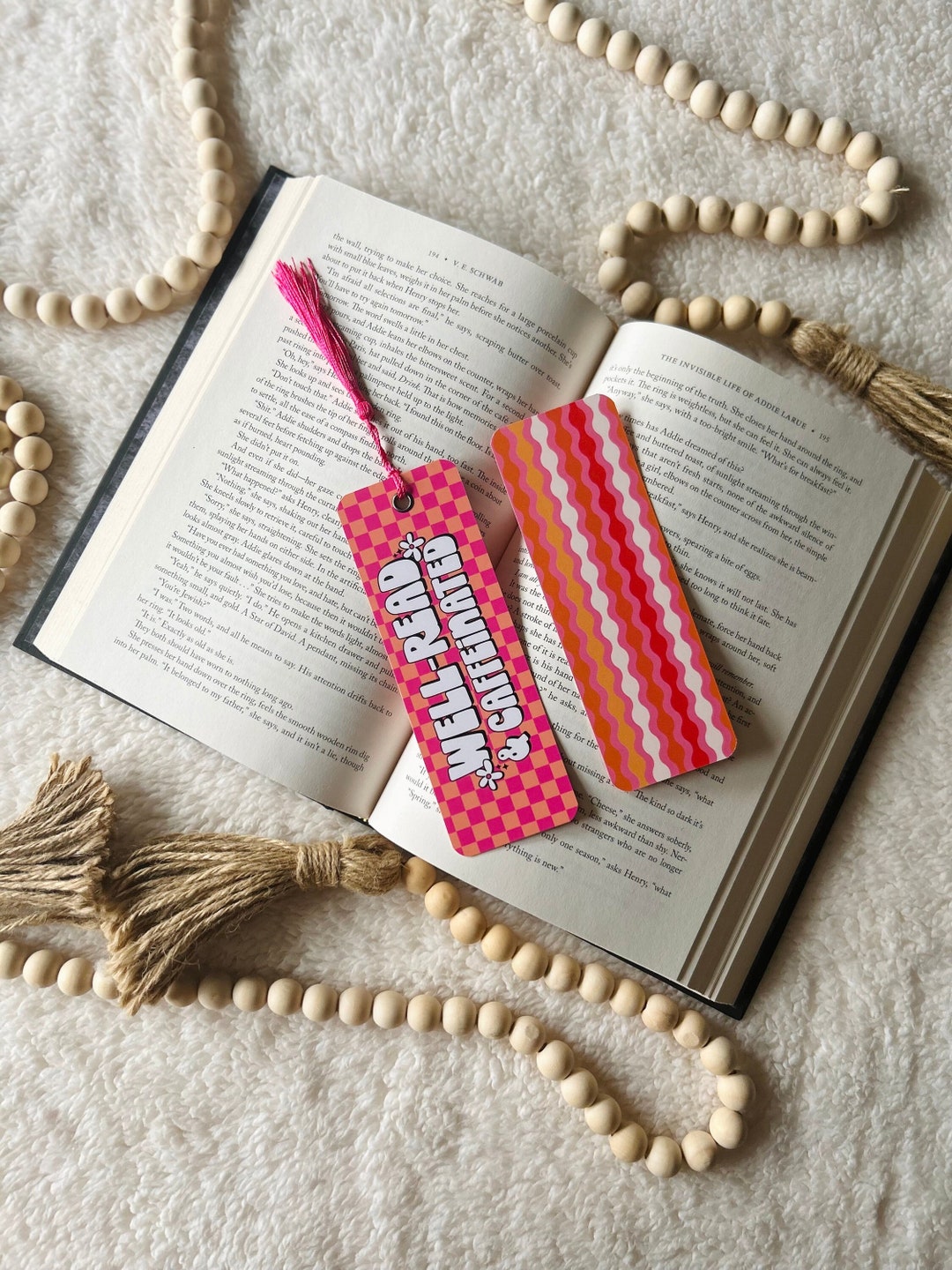 Well Read & Caffeinated Bookmark | Groovy Bookmark | Book Lovers ...