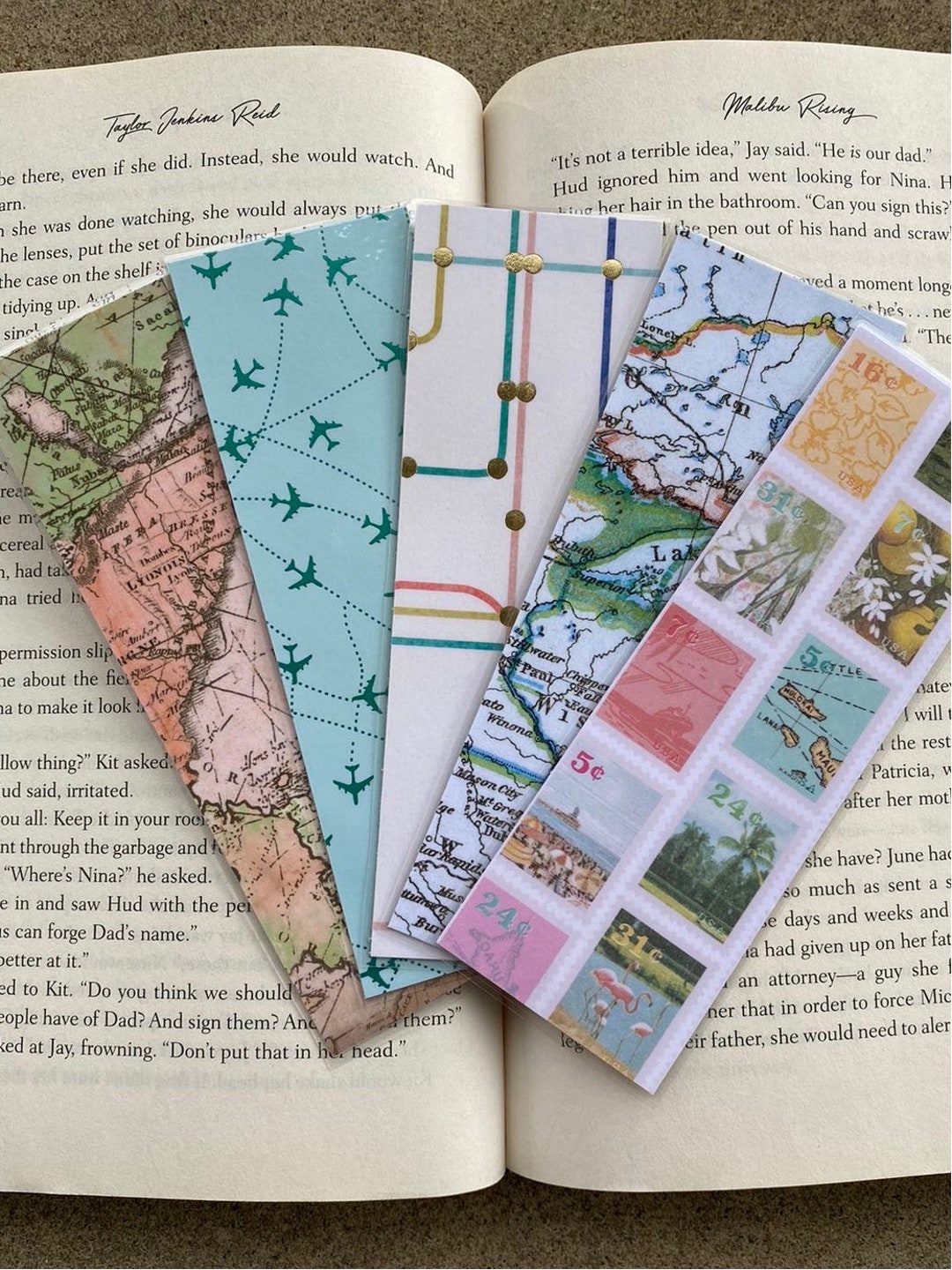 Travel Collection No. 1 | Map Bookmark | Gold Foil, Stamps | Laminated ...