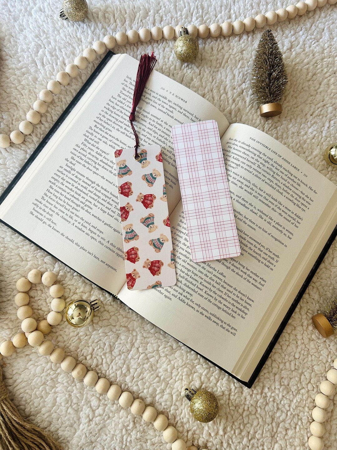 Christmas Teddy Bears Bookmark | Holiday Bookmarks | Green and Red ...