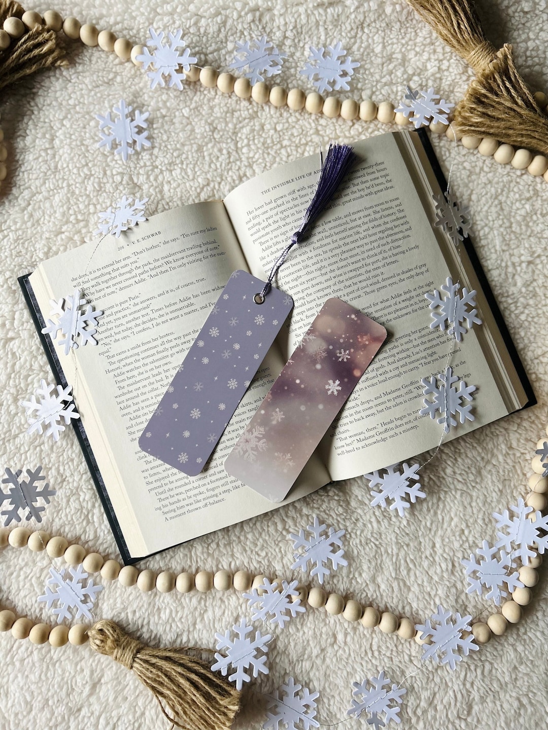Purple Snow Bookmark | Winter Vibes | Snowy Bookmark | Double-sided ...