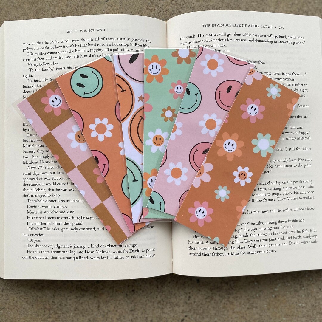 Retro Smile Collection | Floral Bookmarks | Happy Face Bookmarks ...