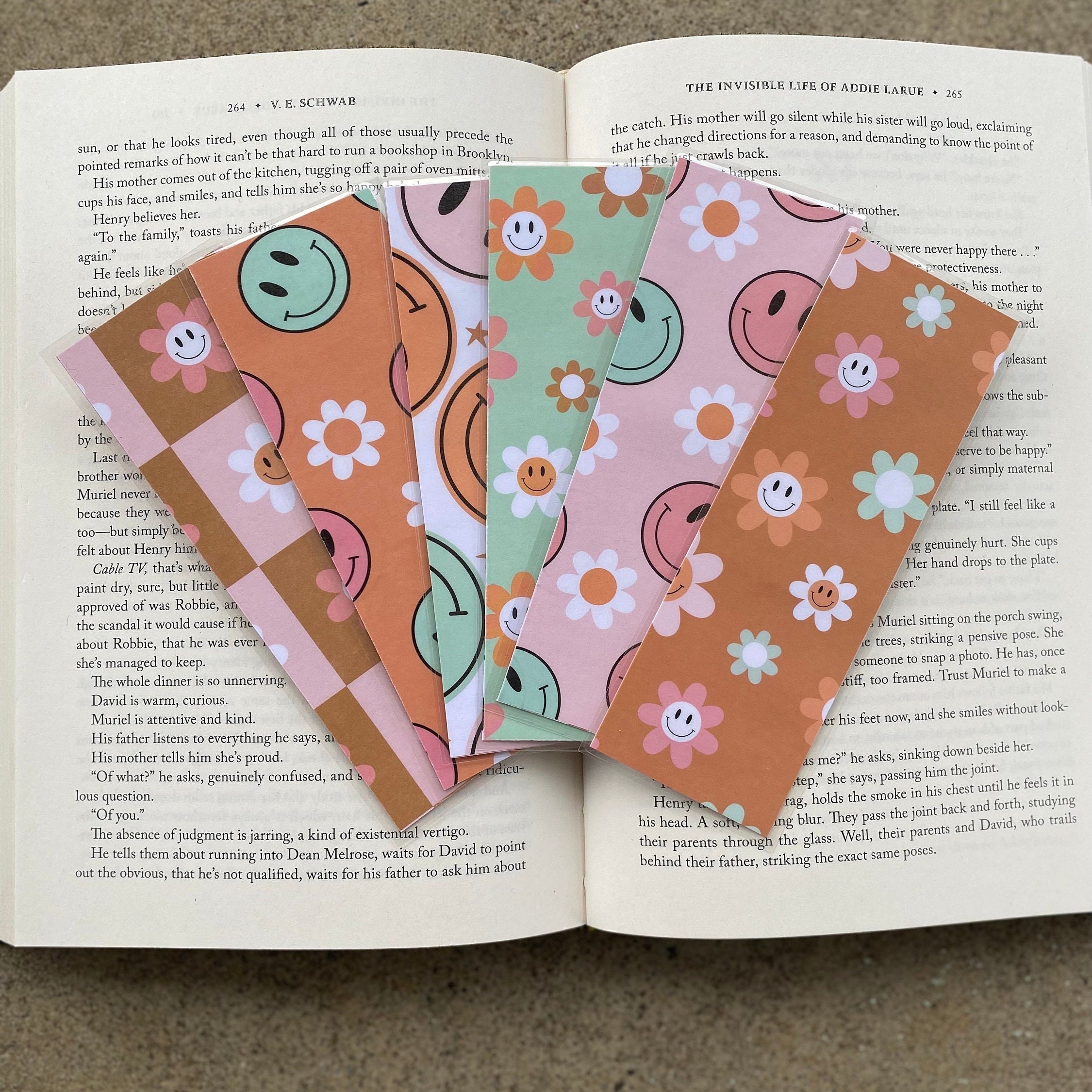 Retro Smile Collection | Floral Bookmarks | Happy Face Bookmarks ...