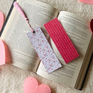 Valentines Collection No. 3 | Pink Hearts | Floral Bookmarks | Pink and ...