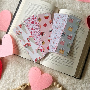 Valentines Collection No. 3 | Pink Hearts | Floral Bookmarks | Pink and ...