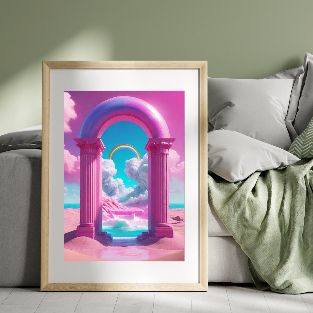 Cosmic Portal Digital Poster | Surreal Dream Wall Art | Pastel Abstract ...