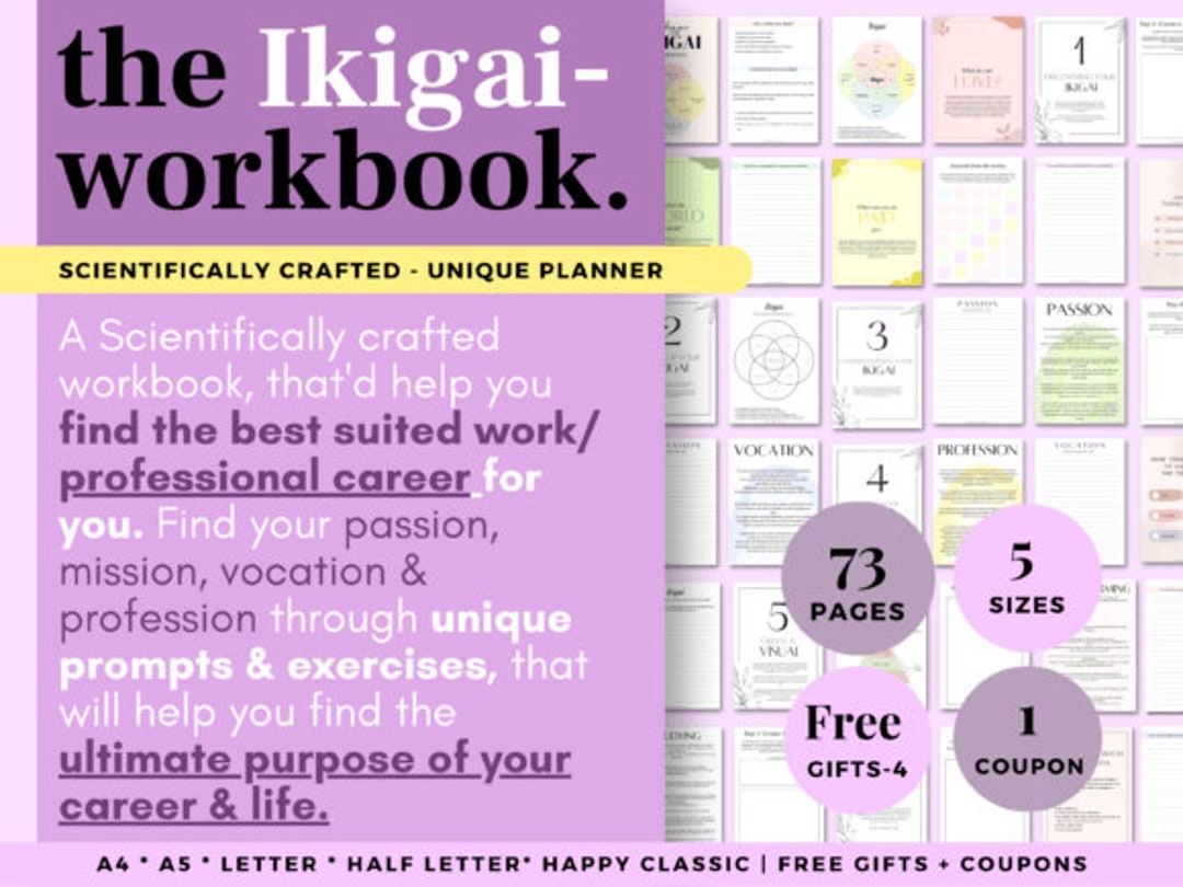 Ikigai Planner, Life Purpose Planner, Career & Work Workbook, 2023 Life ...