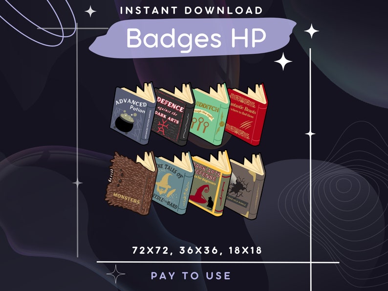 8 HP Badges Wizard Twitch Badges Instant Download Bits Subs - Etsy