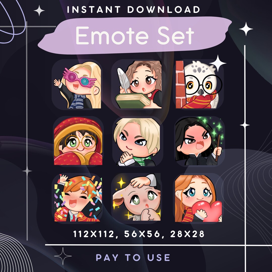 9 HP Emotes Wizard Twitch Emote Instant Download Subs - Etsy