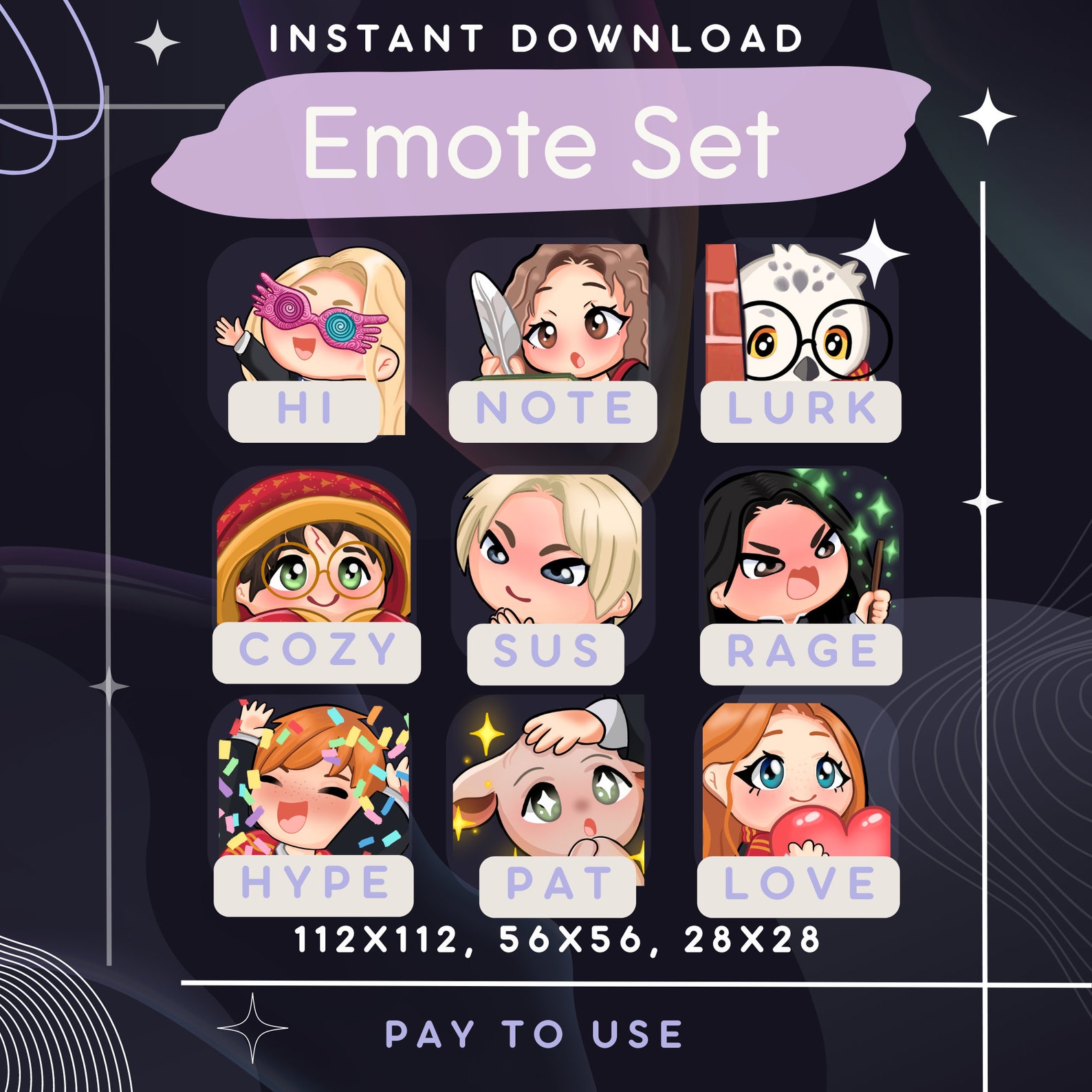 9 HP Emotes Wizard Twitch Emote Instant Download Subs - Etsy