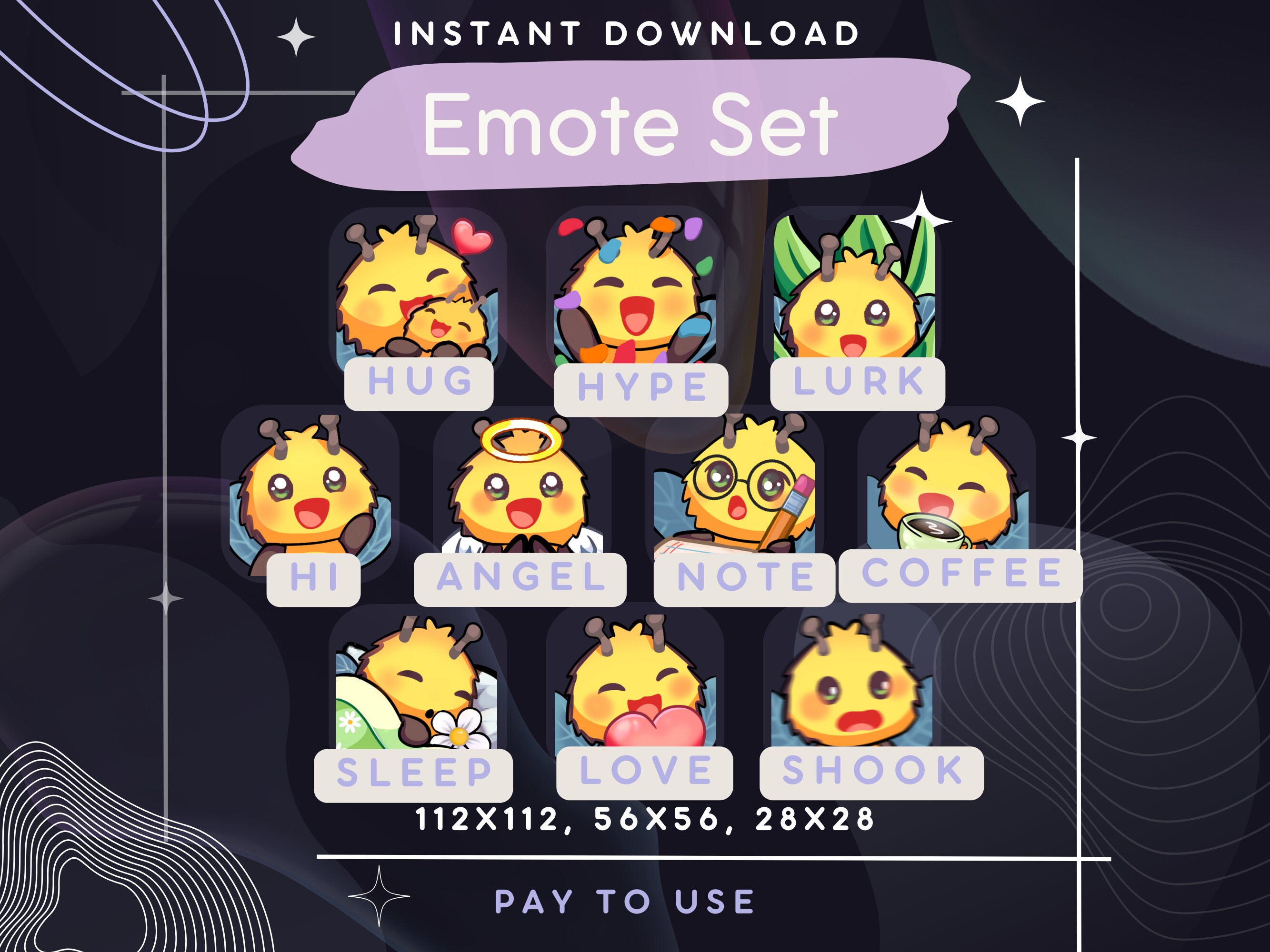 10 Cute Bee Emotes Youtube Twitch Emote Instant Download Subs - Etsy