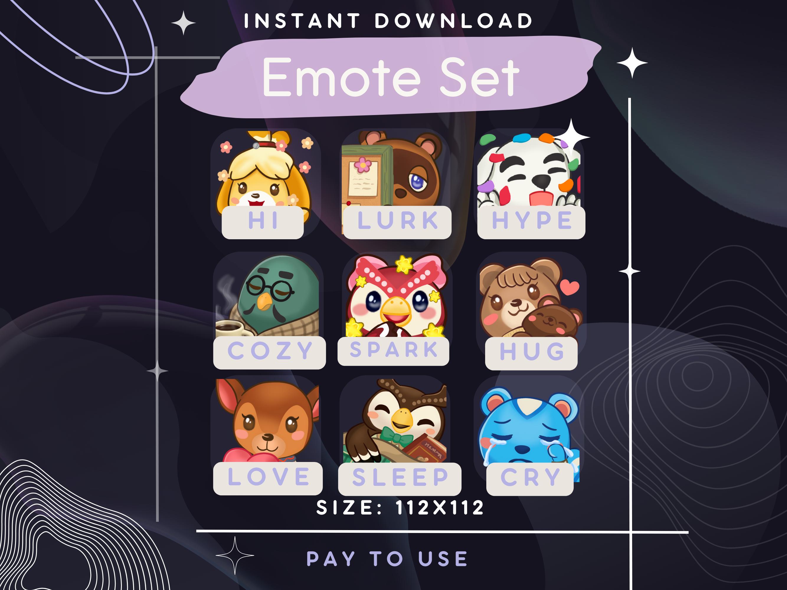 9 Cute Animal Crossing Emotes Youtube Twitch Emote Instant Download ...