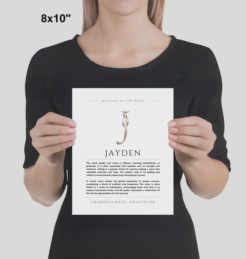 Jayden Name Meaning Wall Art Jayden Name Origin Print Nursery Decor ...