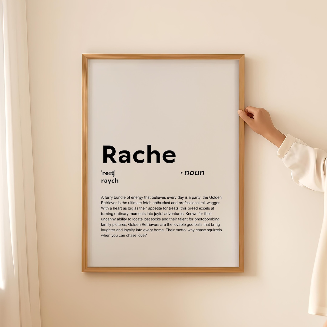 Funny Rache Print Definition Wall Art Poster Card, Gift for Dog Owner ...