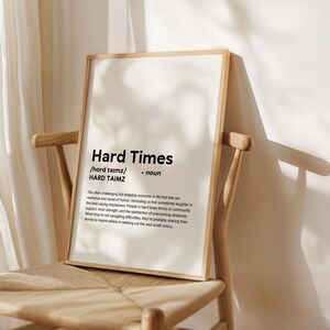 Funny Hard Times Definition Print Wall Art Poster, Hard Times Gift for ...
