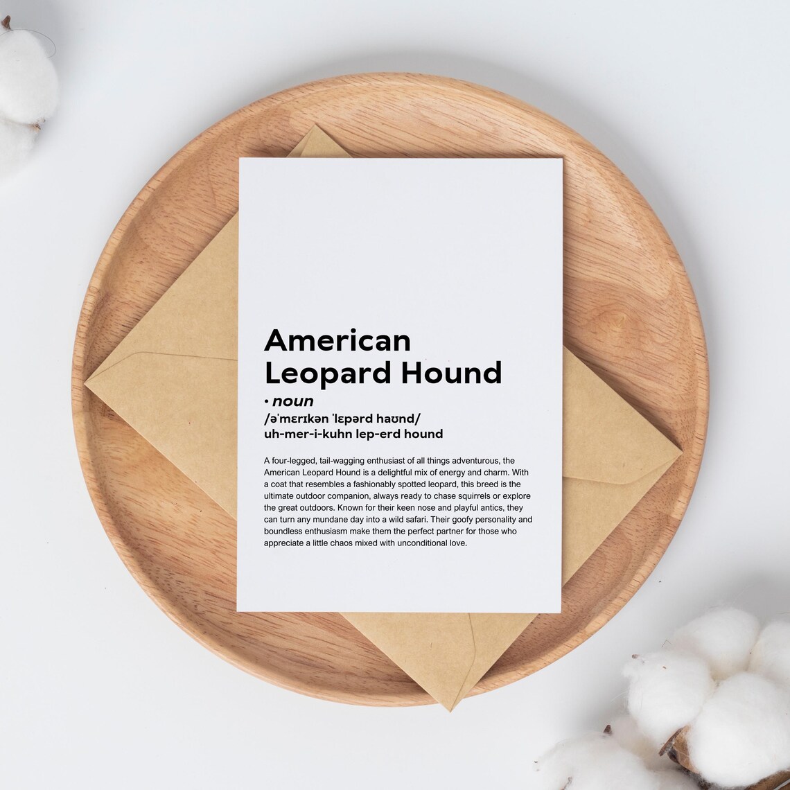 Funny American Leopard Hound Print Definition Wall Art Poster Card Gift ...
