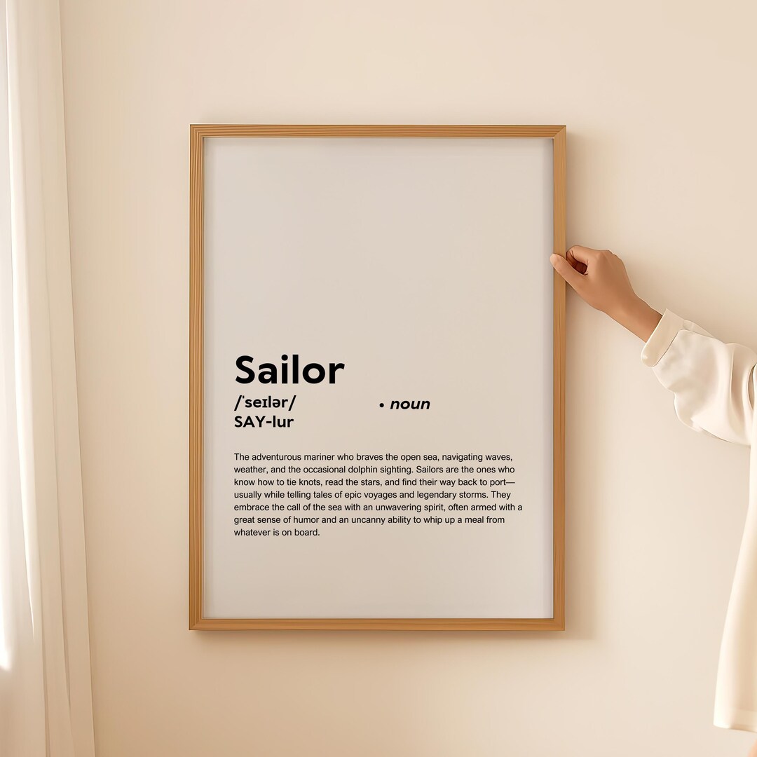 Funny Sailor Definition Print Wall Art Poster, Sailor Gift for Seafarer ...